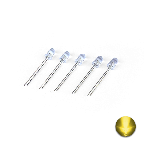 LED Amarelo de Alto Brilho 5mm - Pacote com 5 unidades - LEDs - RoboCore
